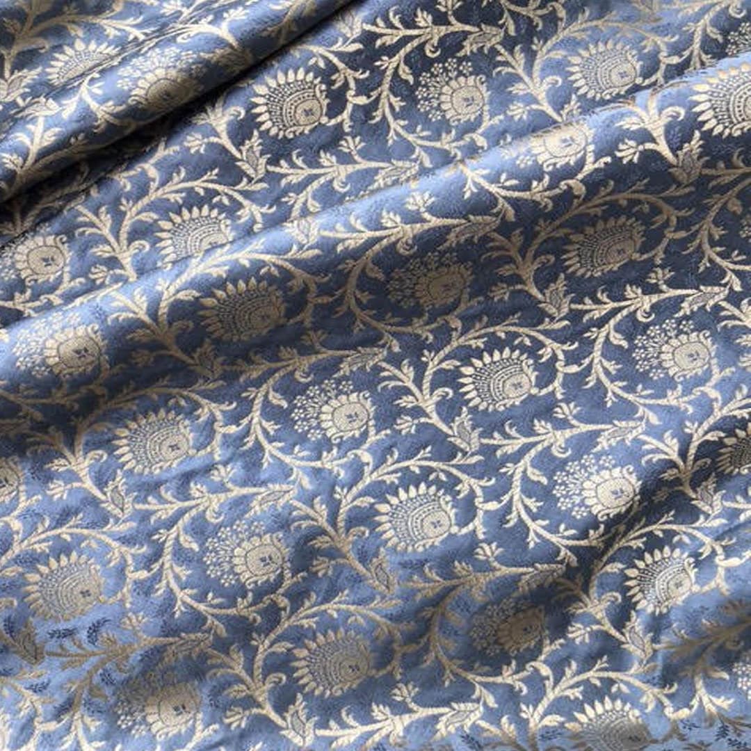 Brocade Fabric Jacquard Damask Grey Gold Wedding Dress Fabric Rayon ...