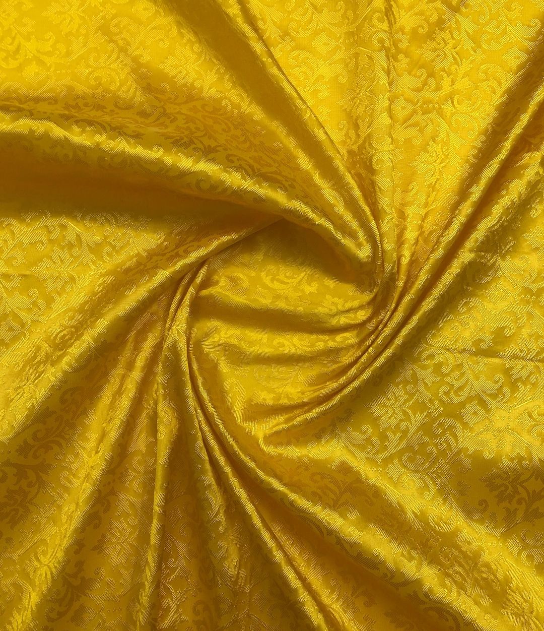 Yellow Damask Jacquard Brocade Fabric Wedding Dress Fabric Bridal ...
