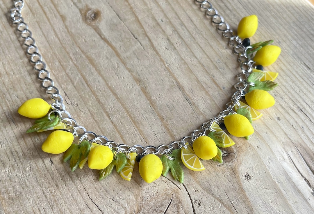 Lemons Fruit Necklace - Handmade - Summer Necklace, Polymer Clay - Etsy