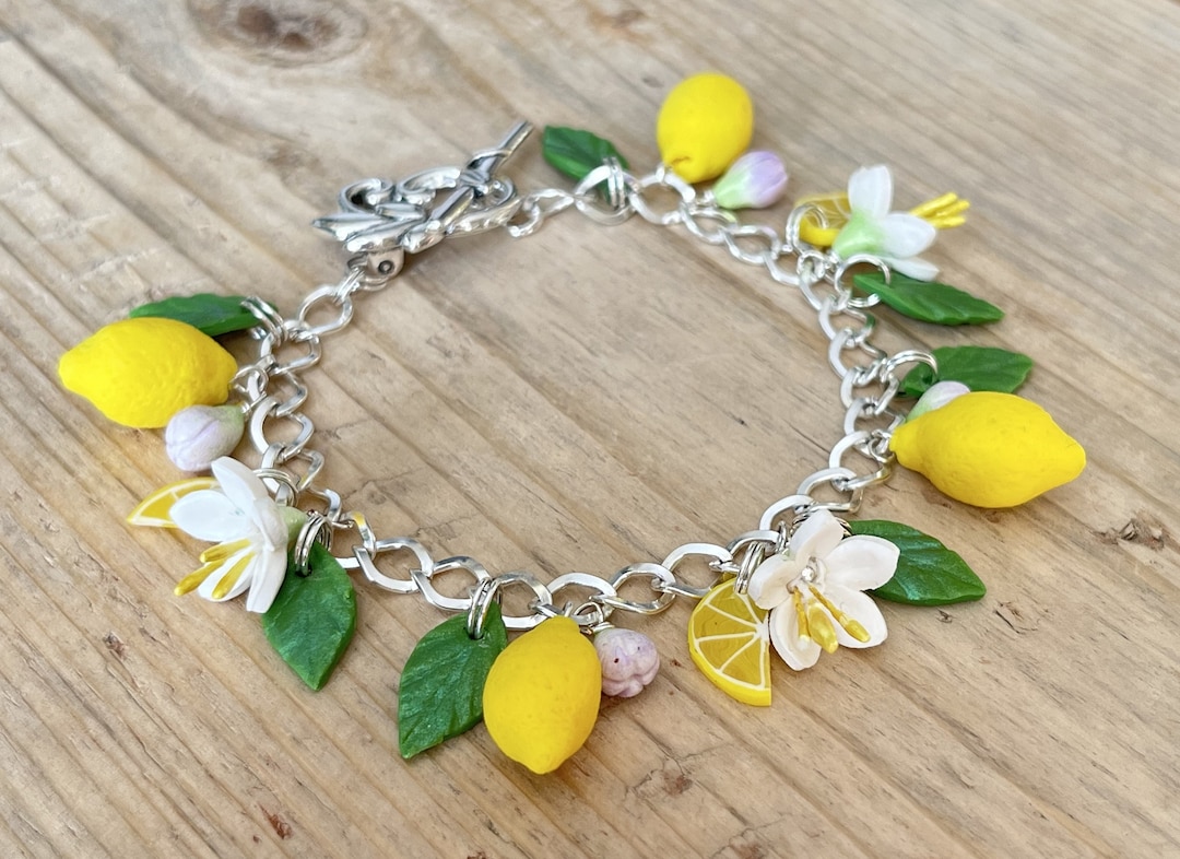 Lemon Fruit Bracelet Handmade Summer Necklace, Polymer Clay - Etsy