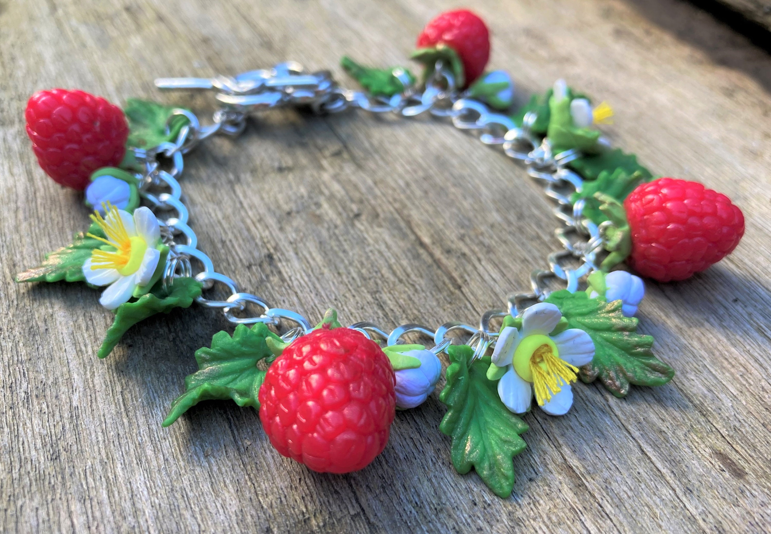 Raspberry Bracelet Handmade Polymer Clay - Etsy UK