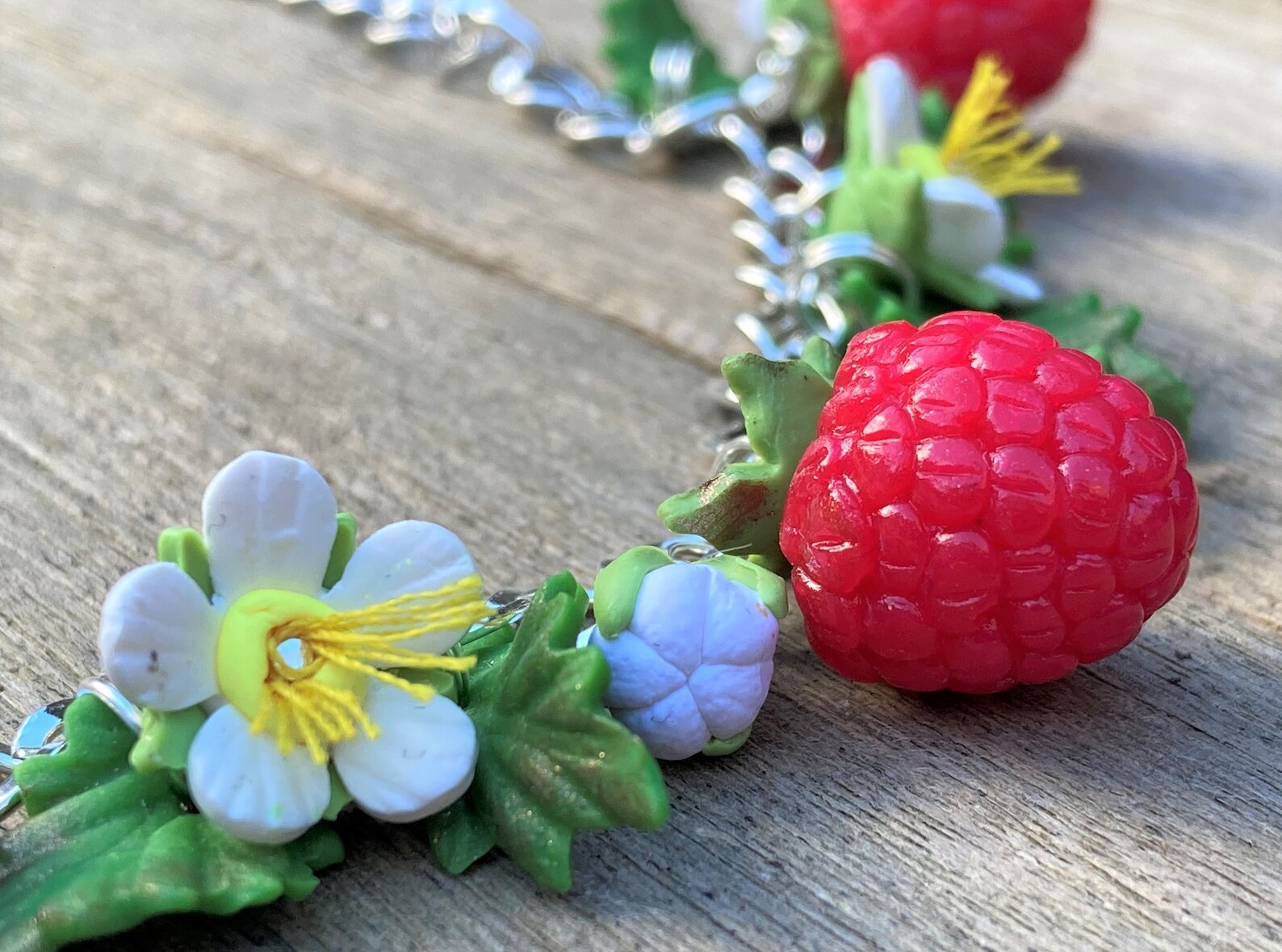 Raspberry Bracelet Handmade Polymer Clay - Etsy UK