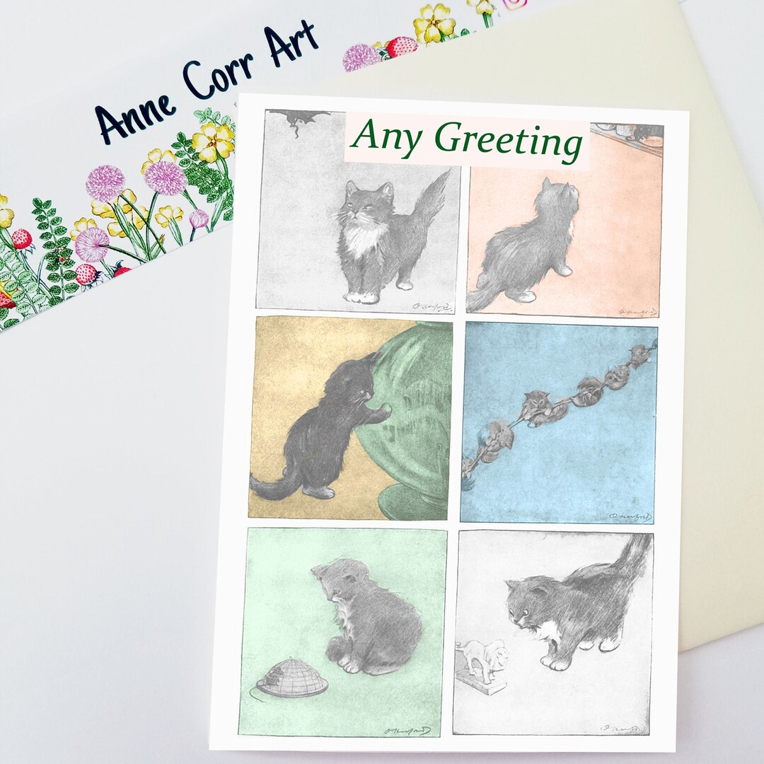Funny Cat Greetings Card With Personalised Text, Personalized Greetings ...