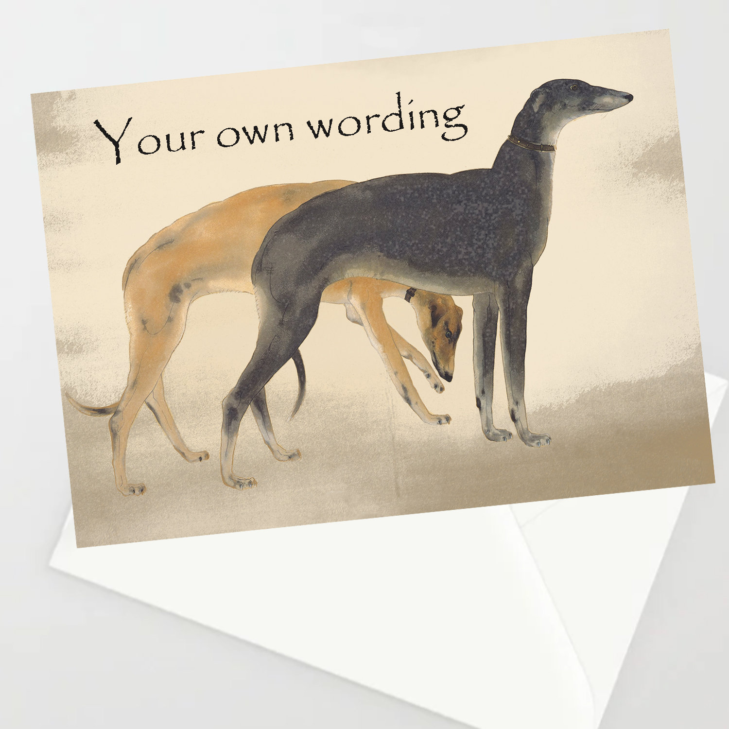 Greyhound art greetings card for dog lovers with customisation | Etsy