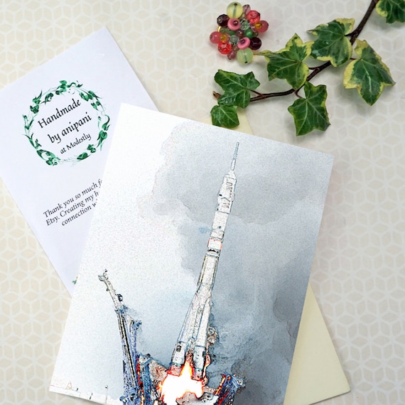 Rocket Space Greetings Card With Own Words Greeting - Etsy UK