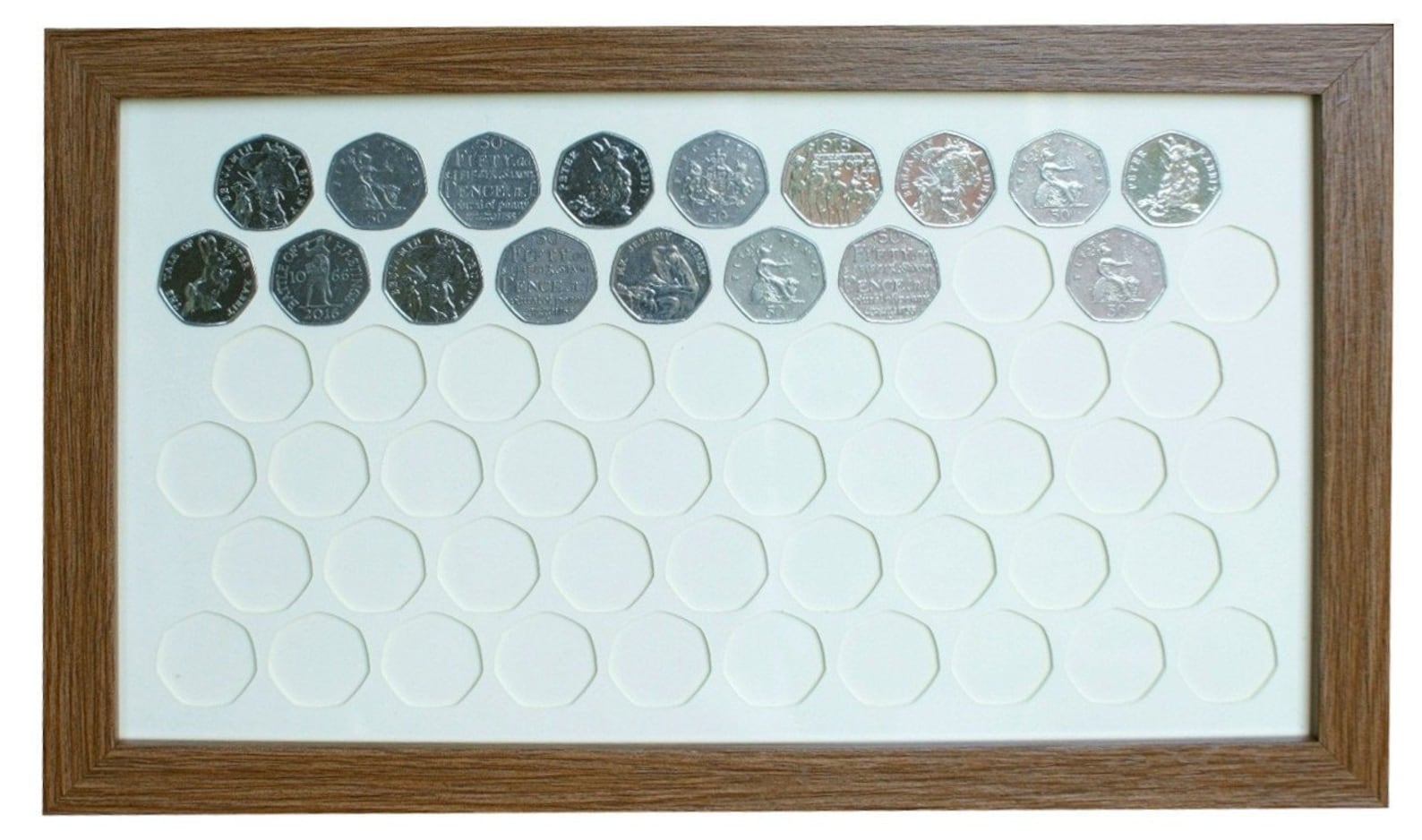Display Frame for UK 50p Coins Wall Hanging Case for 57 Fifty Pence ...