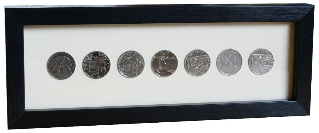Display Frame for UK 10p Coins - Black Wall Hanging Case for Ten Pence ...