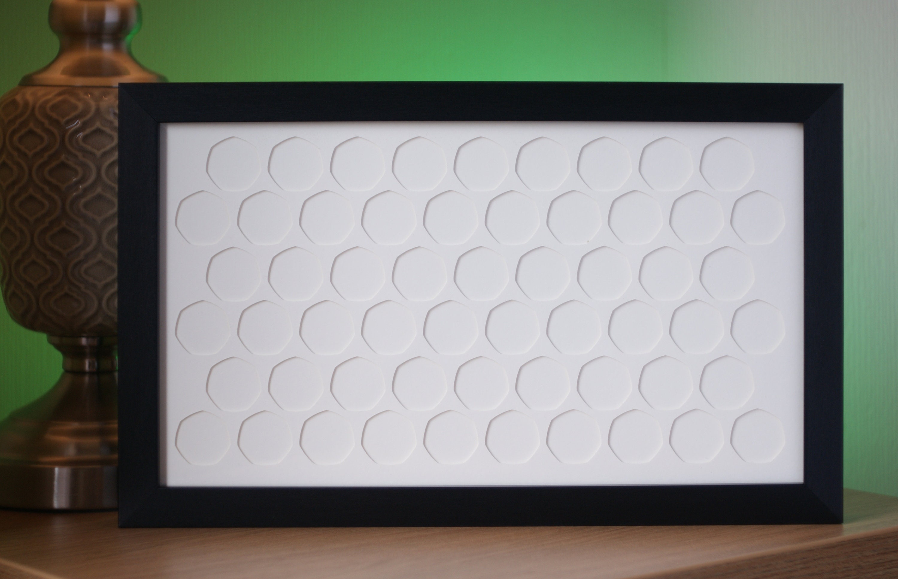 Display Frame for UK 50p Coins - Wall Hanging Case for 57 Fifty Pence ...