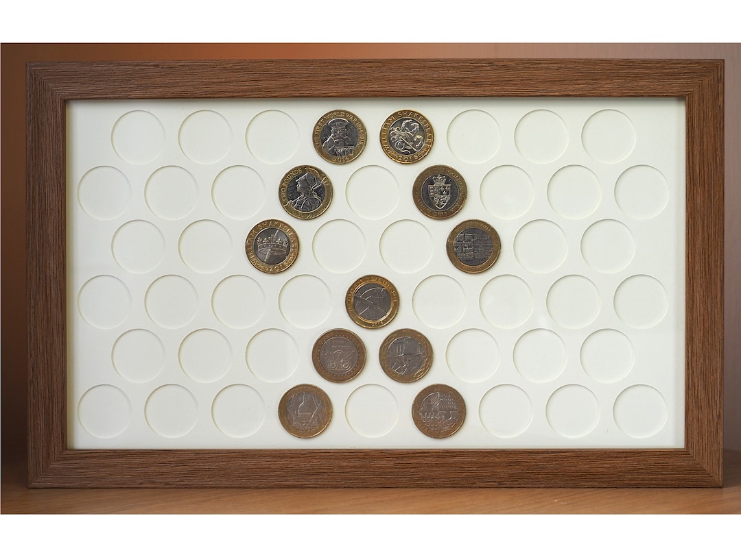 Display Frame for UK 2 Pound Coins - Wall Hanging Case for 51 Two Pound ...