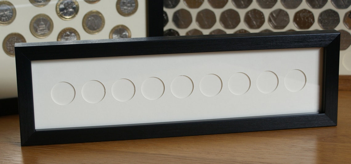 Display Frame for UK 10p Coins - Black Wall Hanging Case for Ten Pence ...