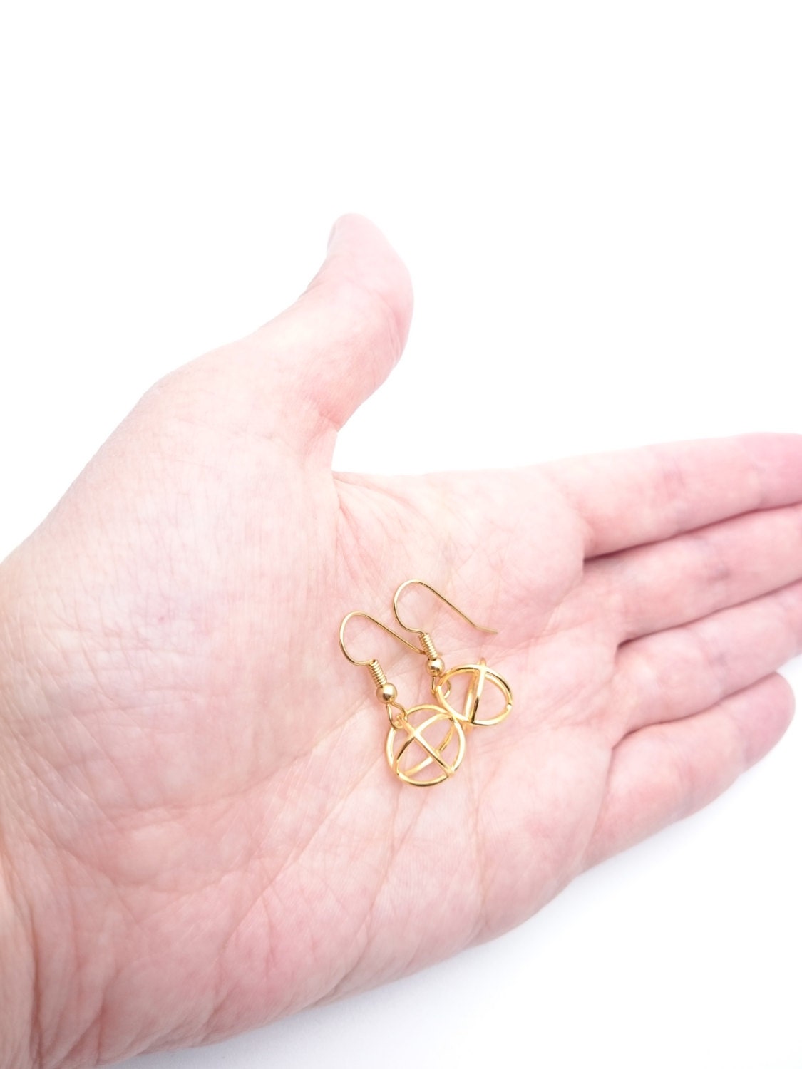Gold Knot Ball Earrings Wire Steel Closures Gold Plated 24k Brass 10 Mm ...