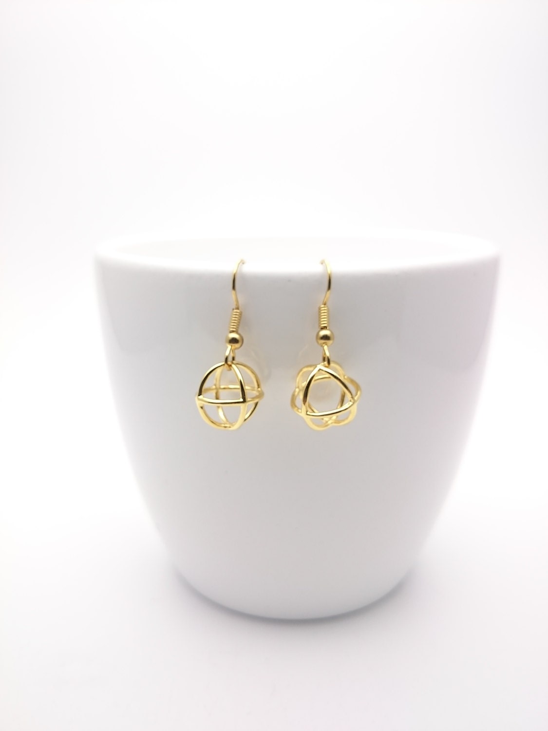 Gold Knot Ball Earrings Wire Steel Closures Gold Plated 24k Brass 10 Mm ...