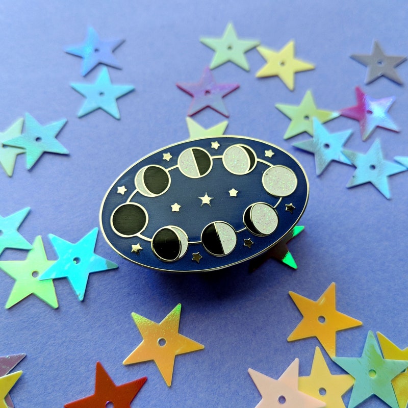 Moon Enamel Pin - Etsy