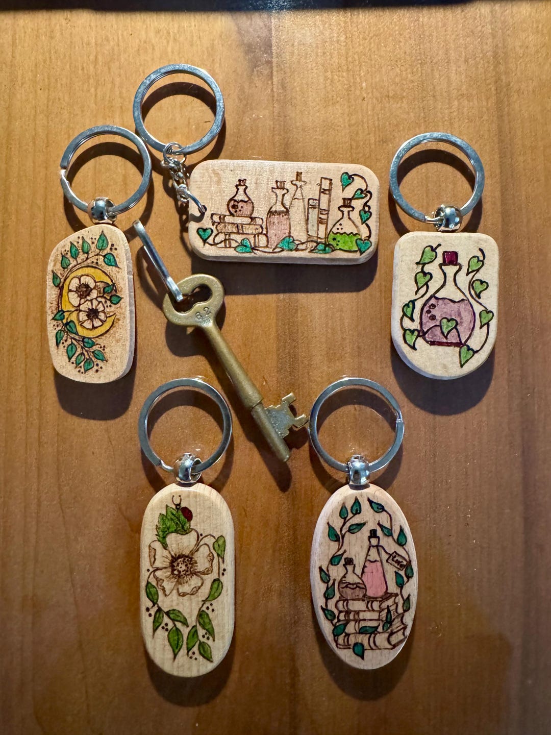 Wood Key Chain Wood Burned Free Hand Pyrography Key Chains - Etsy