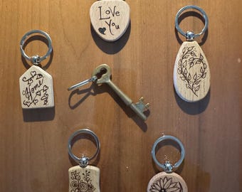 Free Hand Pyrography Key Chains - Etsy