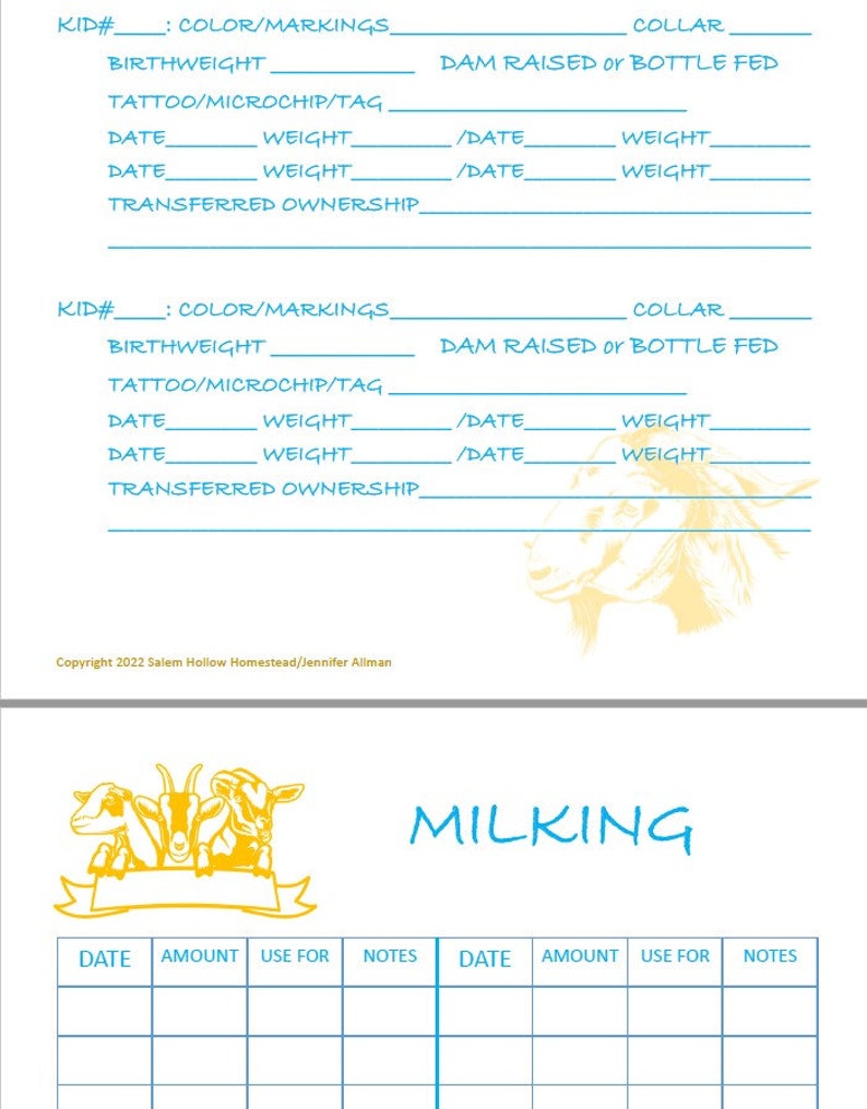 Printable Goat Records Set - Etsy