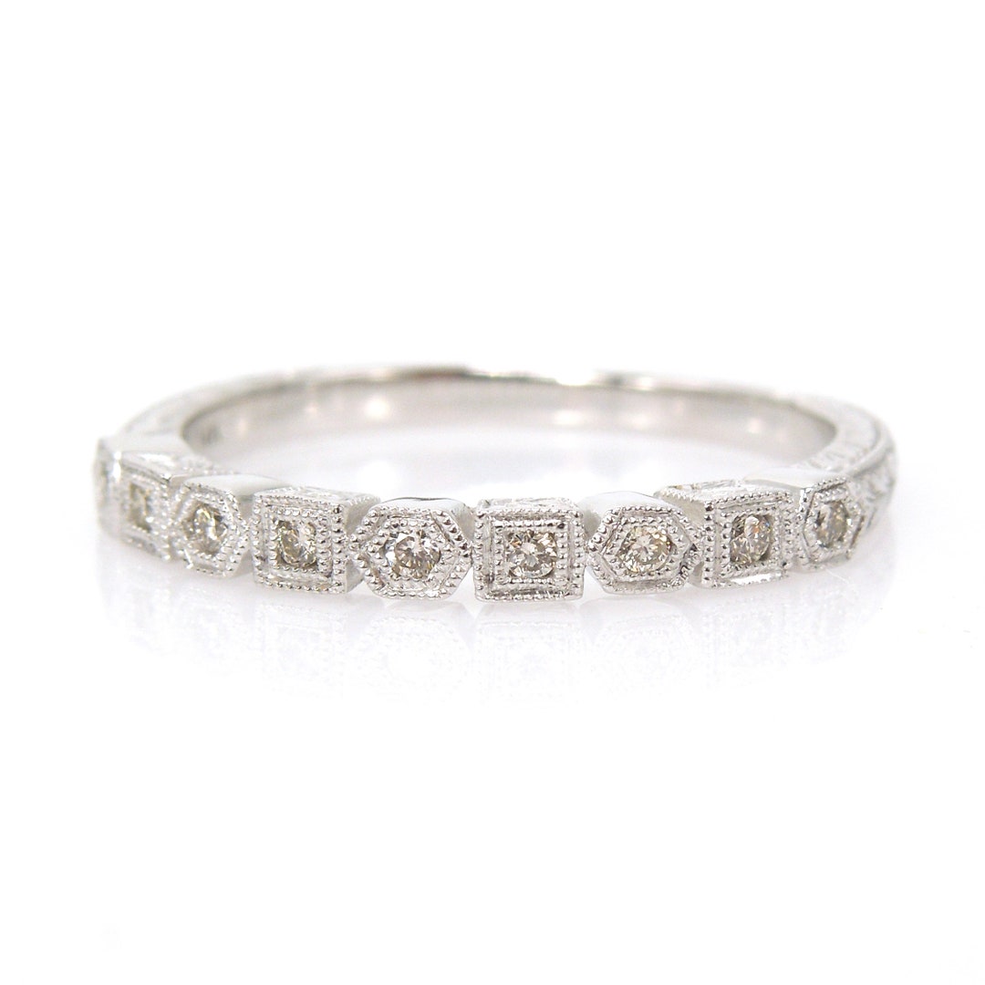 Art Deco Style Diamond Band With Alternating Square and Hexagonal ...