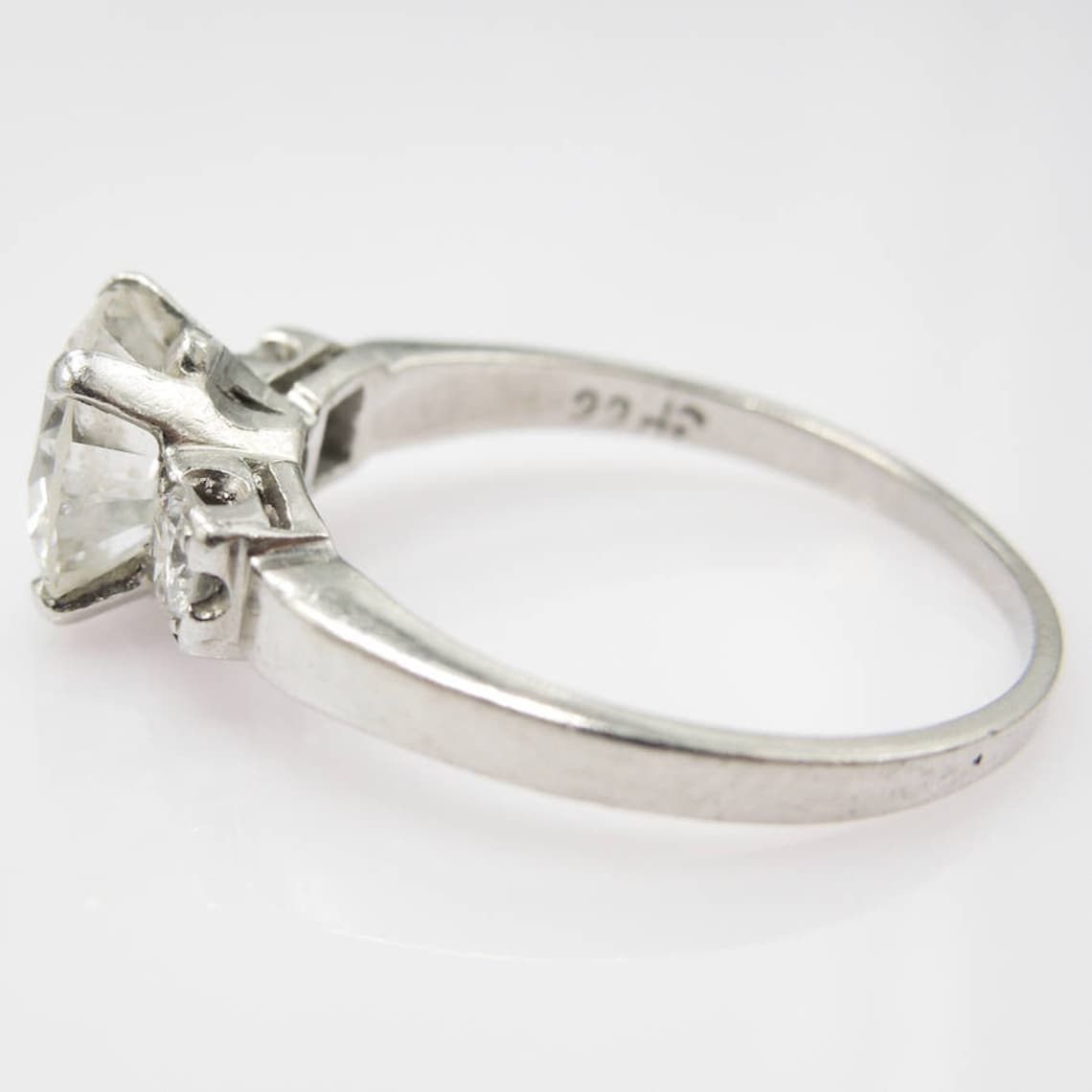 1.45 Ct Diamond in Vintage Platinum Mounting With Diamond Accents - Etsy