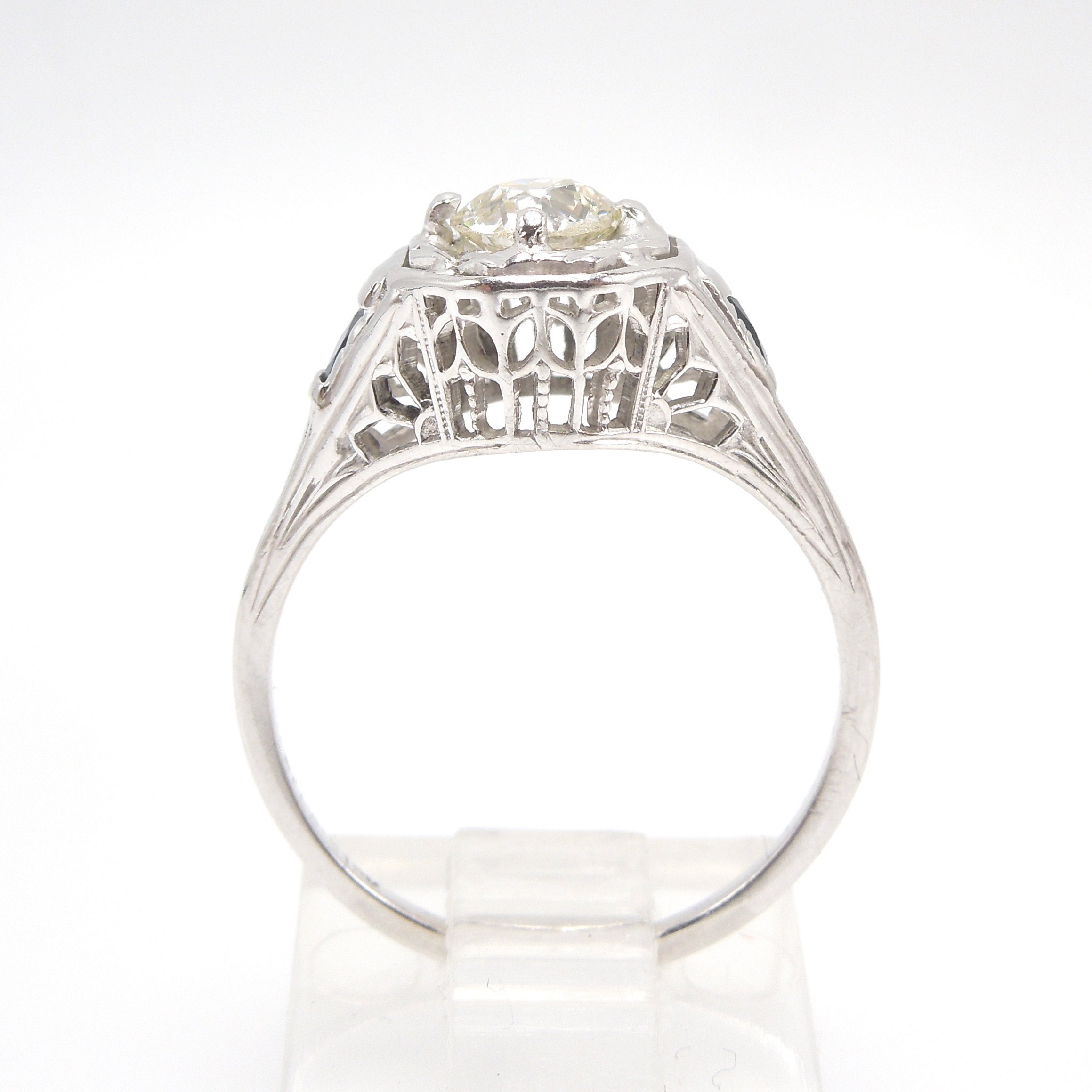 Half Carat Old European Cut Diamond in 18K White Gold Belais | Etsy