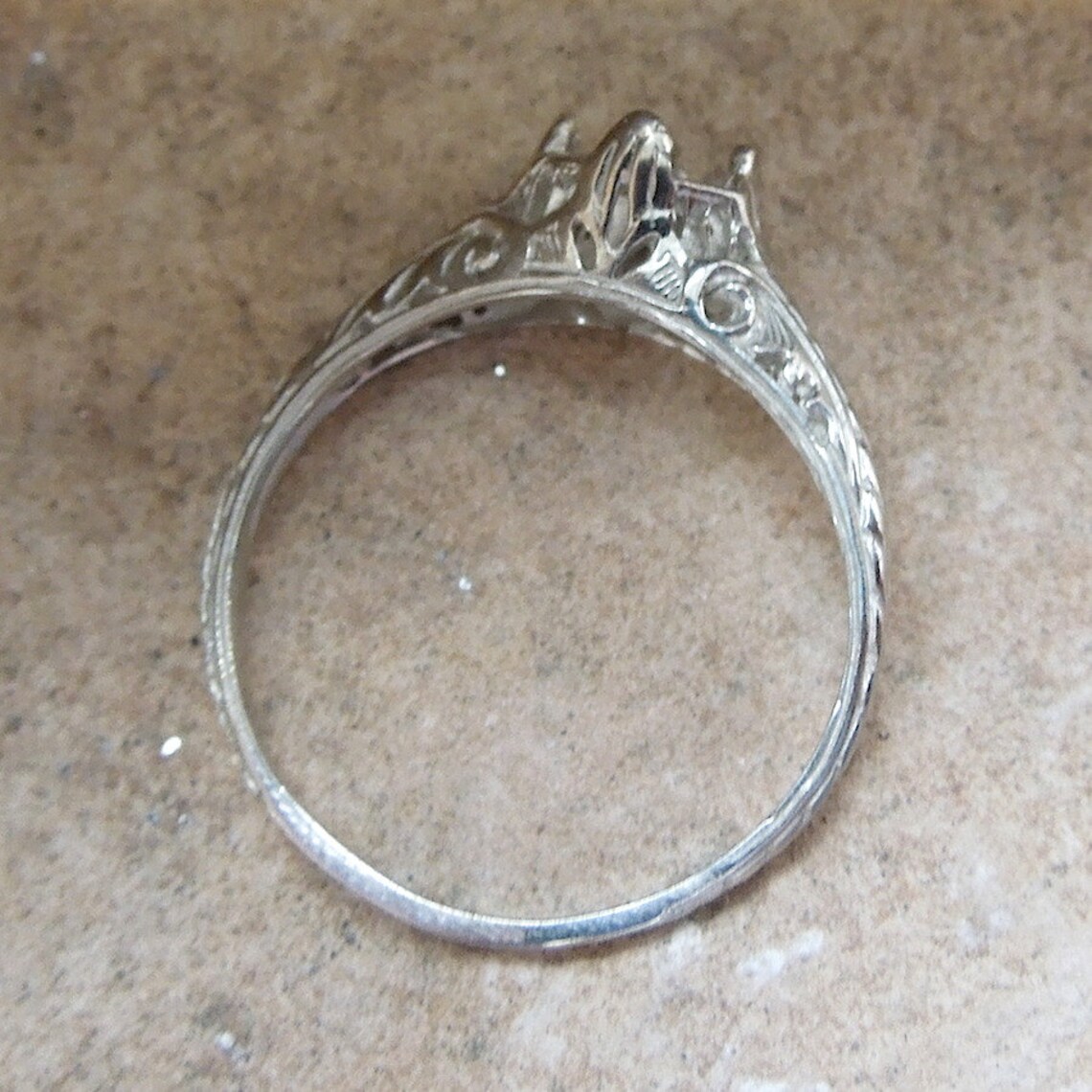 MOUNTING ONLY: Petite Engraved Ring Mounting in White Yellow - Etsy