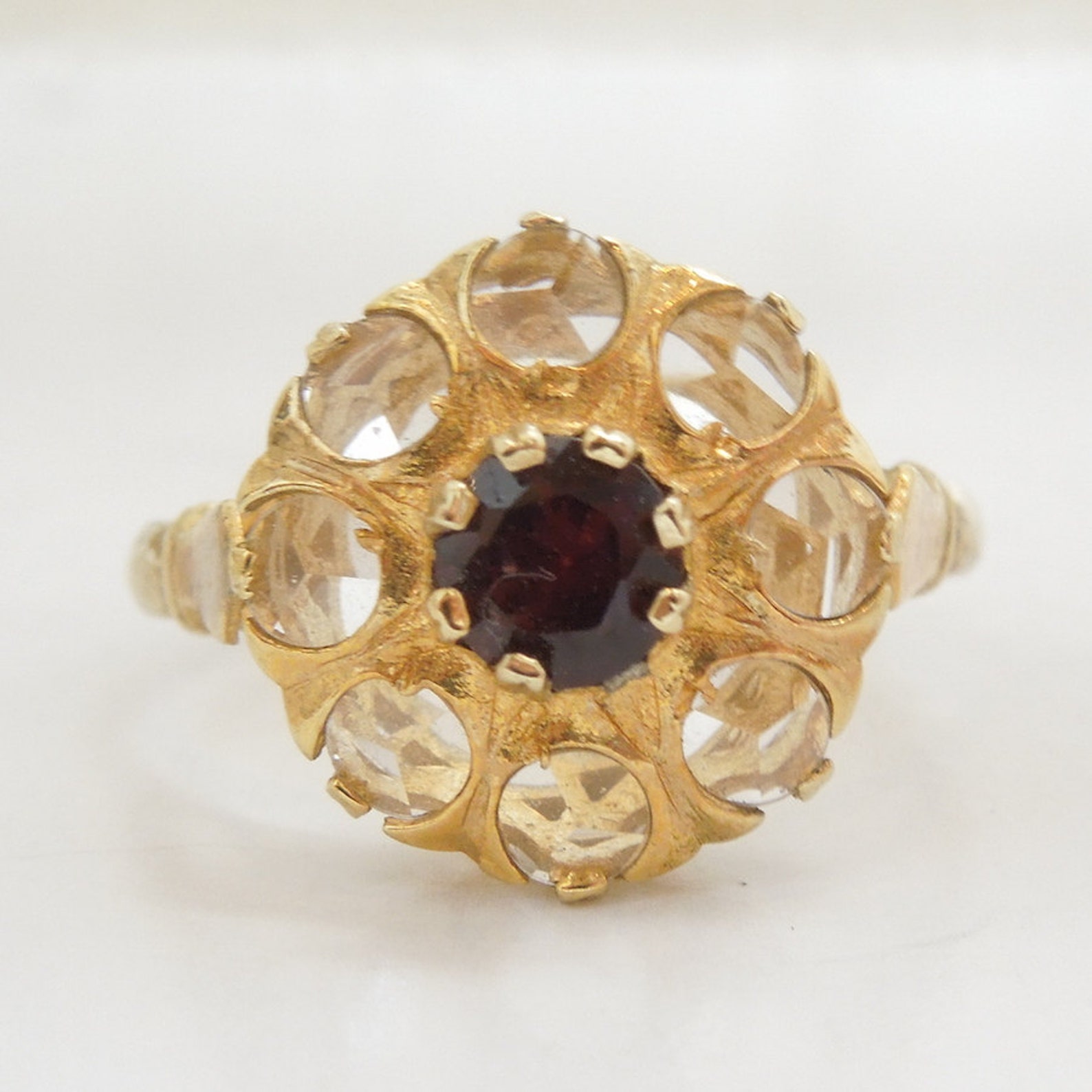 Garnet and White Sapphire Spanish Ring in Vermeil Sterling - Etsy