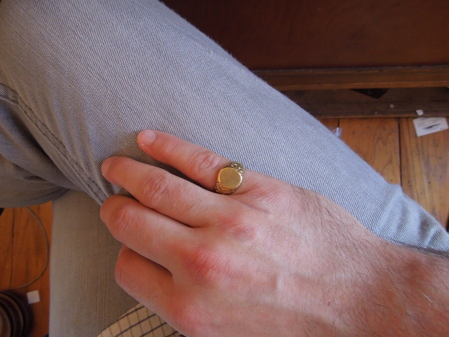Arts and Crafts Style Yellow Gold Signet Ring | Etsy