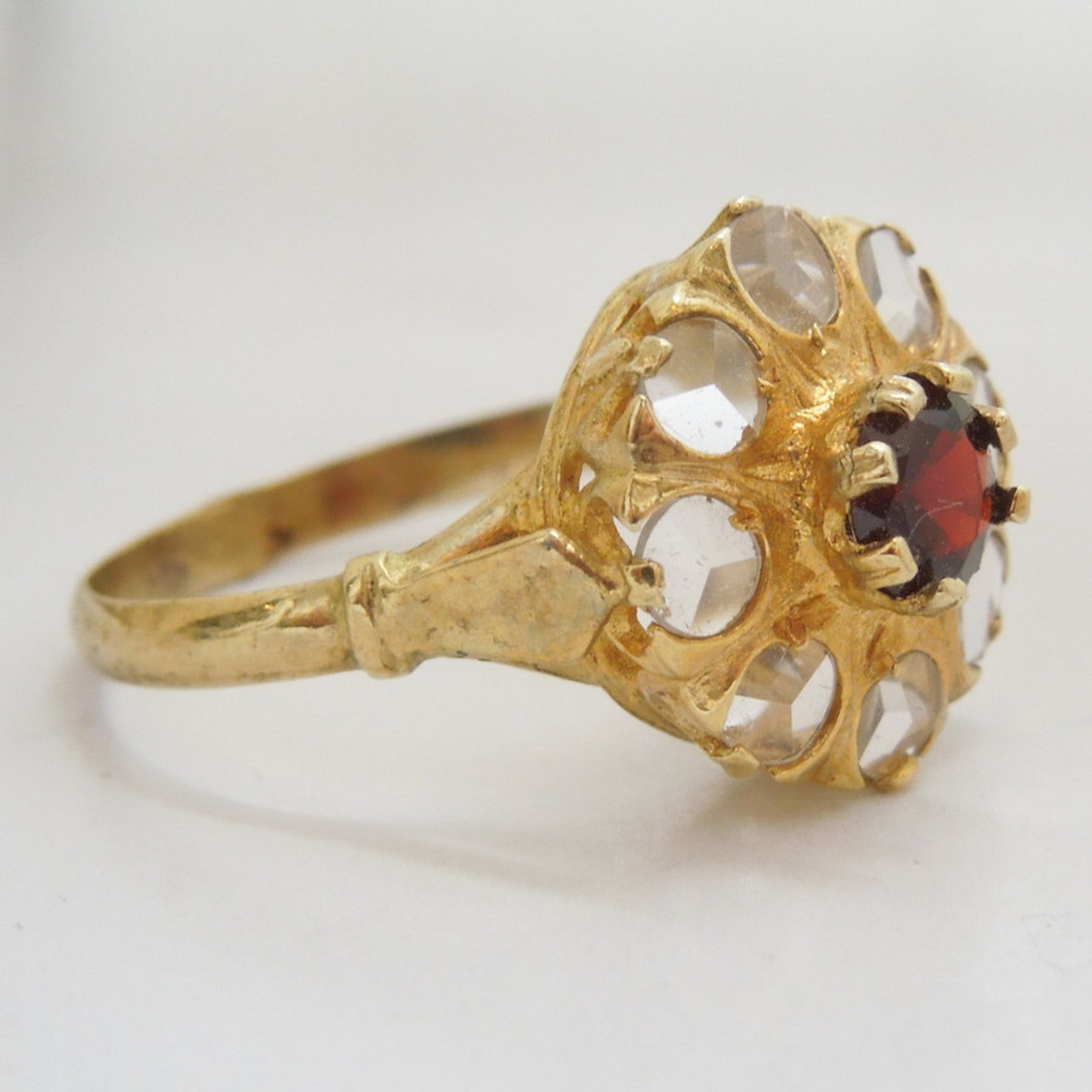 Garnet and White Sapphire Spanish Ring in Vermeil Sterling - Etsy
