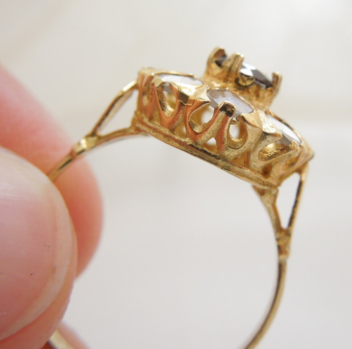 Garnet and White Sapphire Spanish Ring in Vermeil Sterling | Etsy