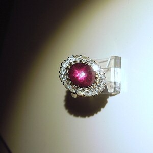 Six Carat Star Ruby Surrounded by Diamonds Classic Cocktail or Right ...