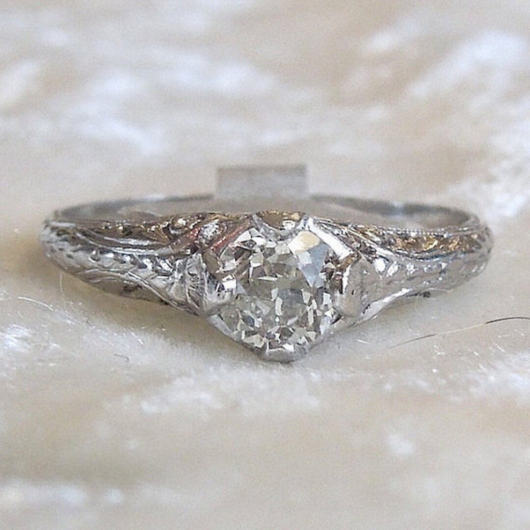 MOUNTING ONLY: Petite Engraved Ring Mounting in White, Yellow, and Rose ...