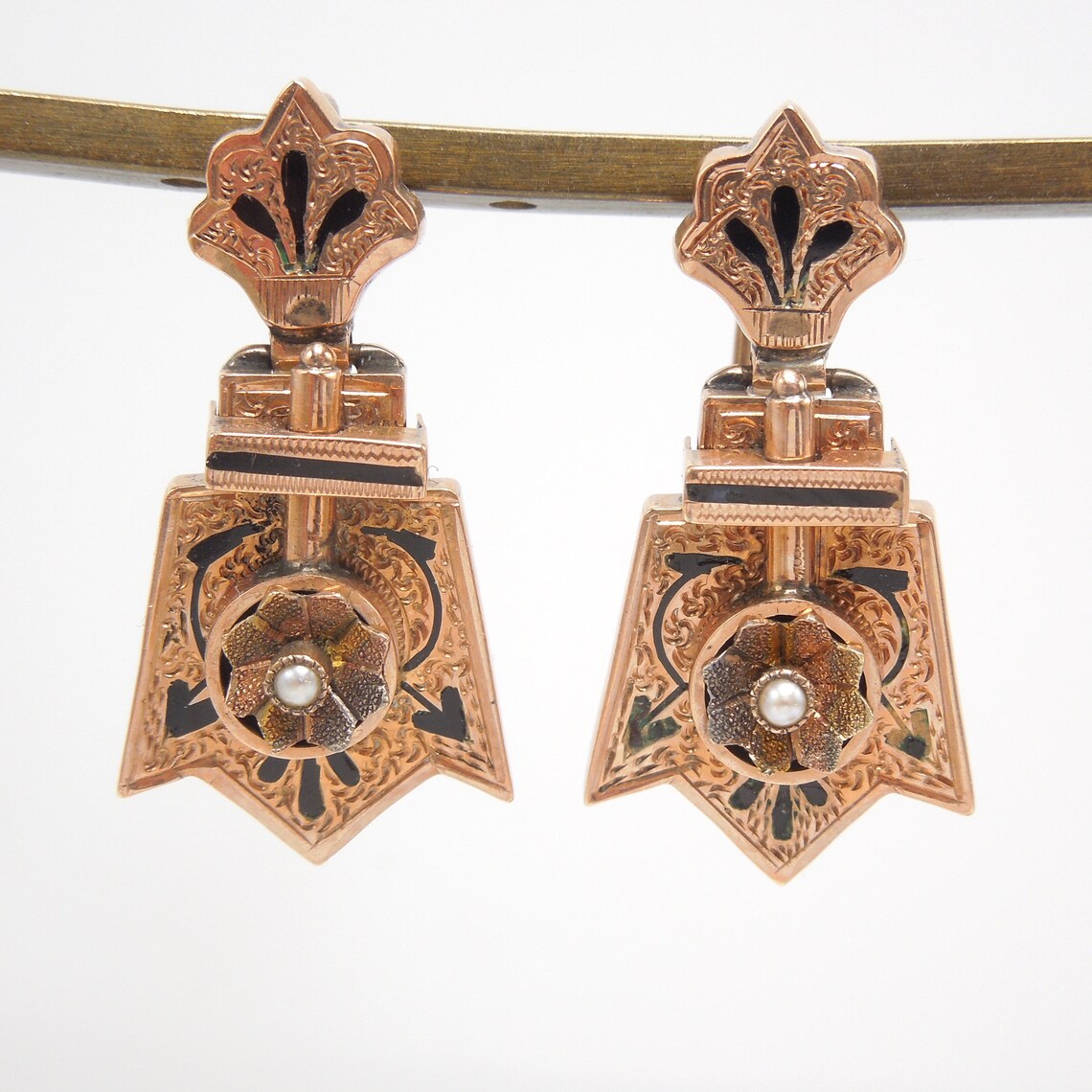 Antique Victorian Yellow Gold and Enamel Wire Earring and - Etsy