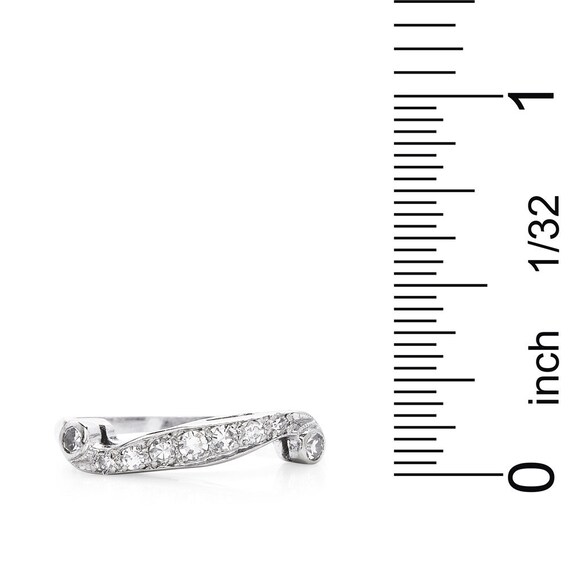 14K White Gold Estate Scroll Diamond Wedding Ring - Gem