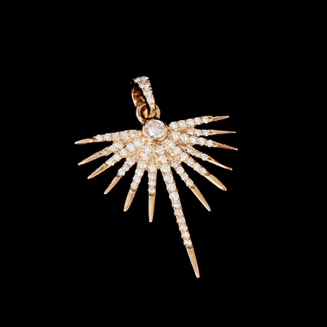 Rose Gold and Diamond Phoenix/sunburst Pendant - Etsy
