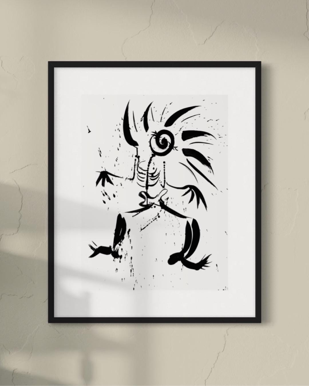 Dancing Skeleton Ink Painting, Spooky Halloween Skull Wall Art, Funky ...