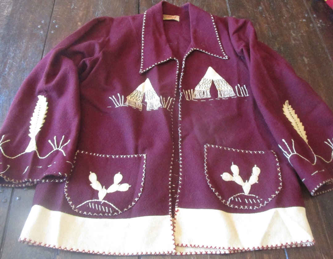 Vintage, Mexican Wool, Mexican Jacket, Guillerma Guevara, Embroidered ...