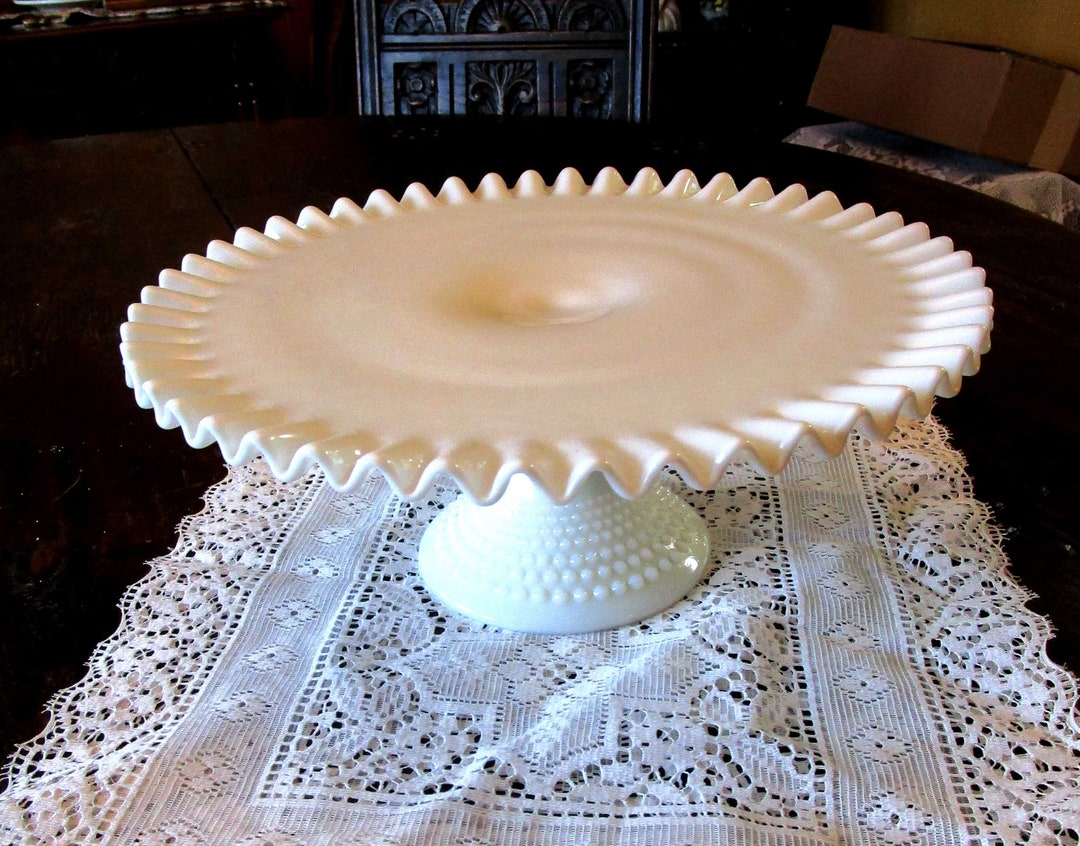 Cake Stand, Wedding Cake Stand, Milk Glass, Cake Stand, Hobnail ...