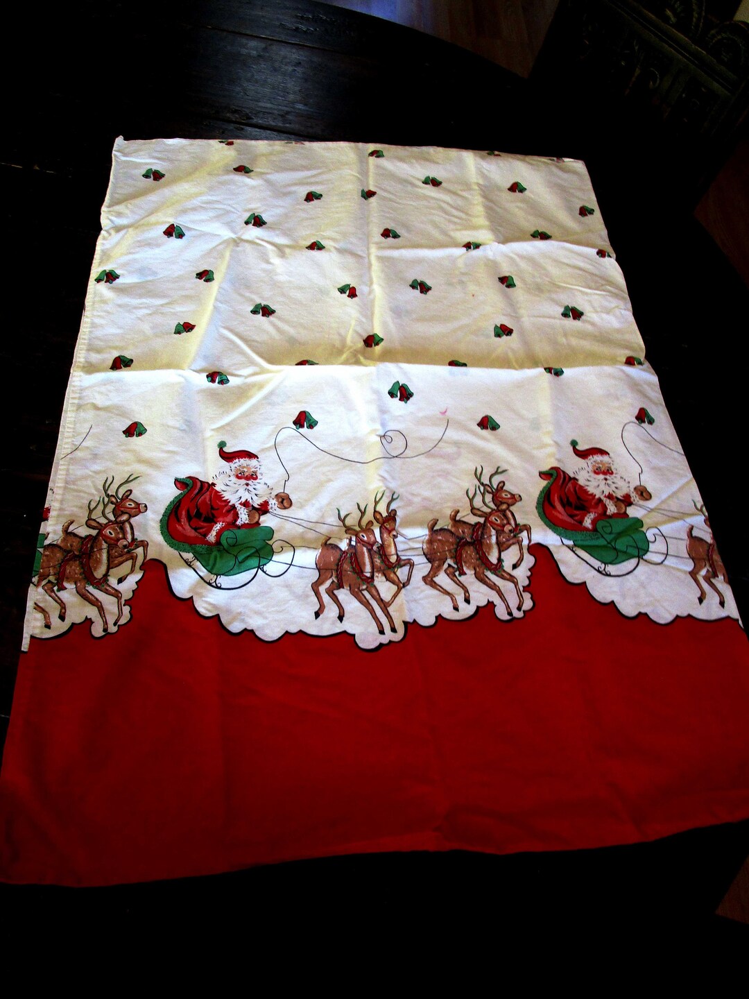 Santa Sack, Vintage Fabric, Christmas Bag, Christmas Fabric, Santa ...