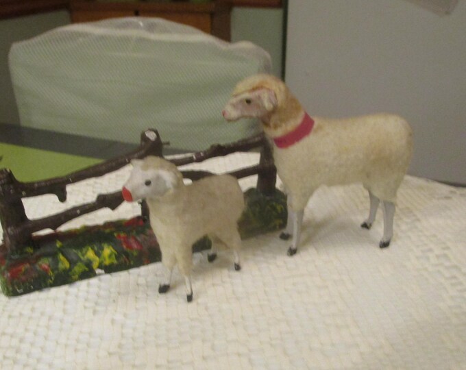 2, Antique Sheep, Stick Leg, Wooly Sheep, Nativity Sheep, Vintage Sheep ...