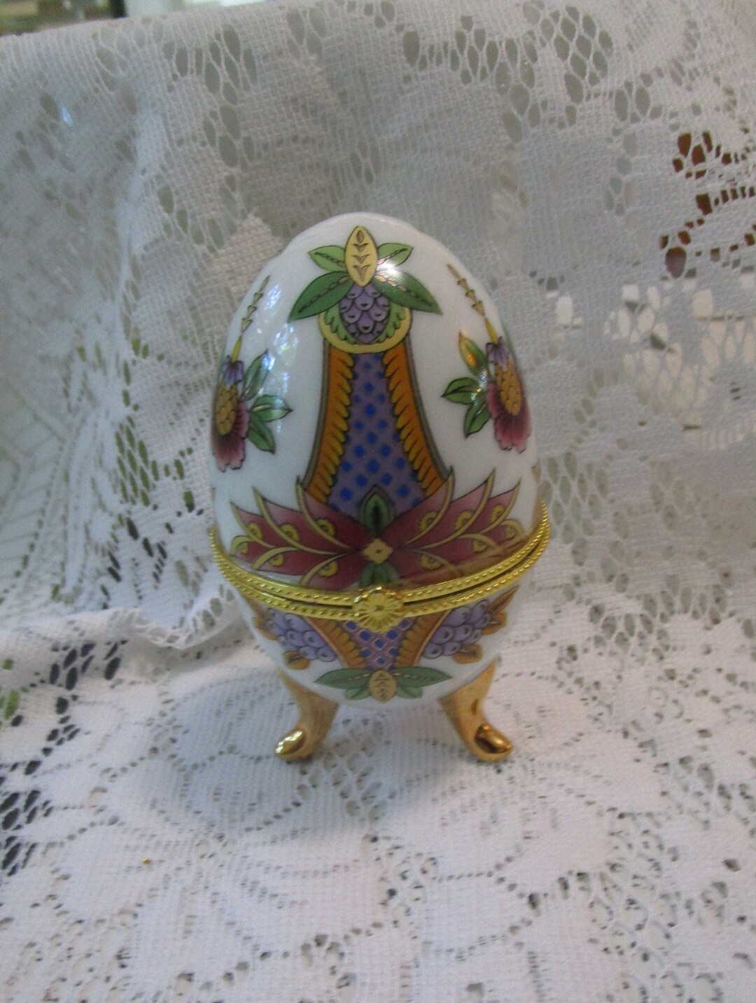 Egg Box, Porcelain Egg, Porcelain Box, Trinket Box, Ring Box, Victorian ...