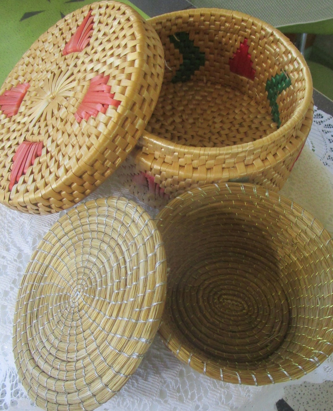 2, Sweetgrass Baskets, Vintage Baskets, Handmade Baskets, Rustic Decor ...