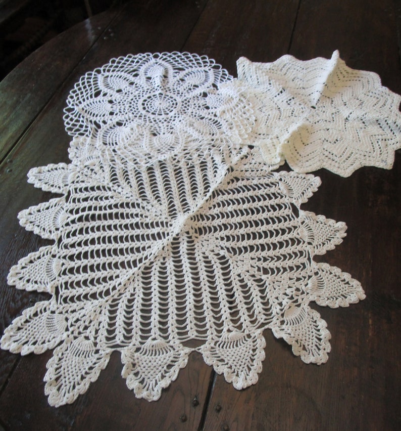 3 Vintage Doilies Large Lace Doilies Vintage Lace - Etsy