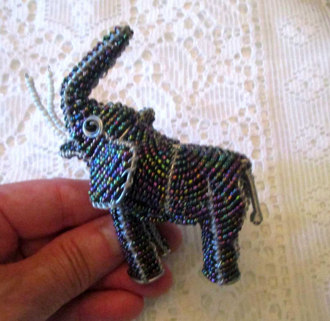 Beaded Elephant, OOAK, Vintage Elephant, Elephants, Elephant Ornament ...