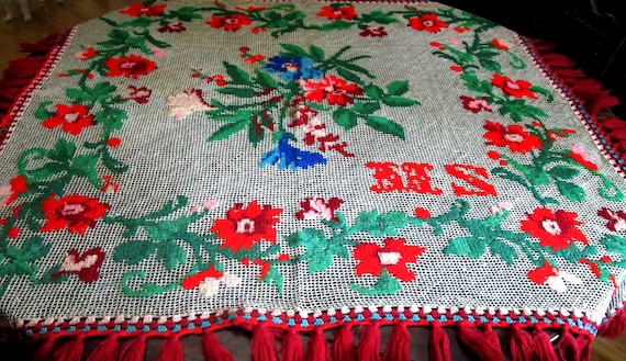 Embroidered Throw Christmas Throw Vintage Throws Vintage - Etsy