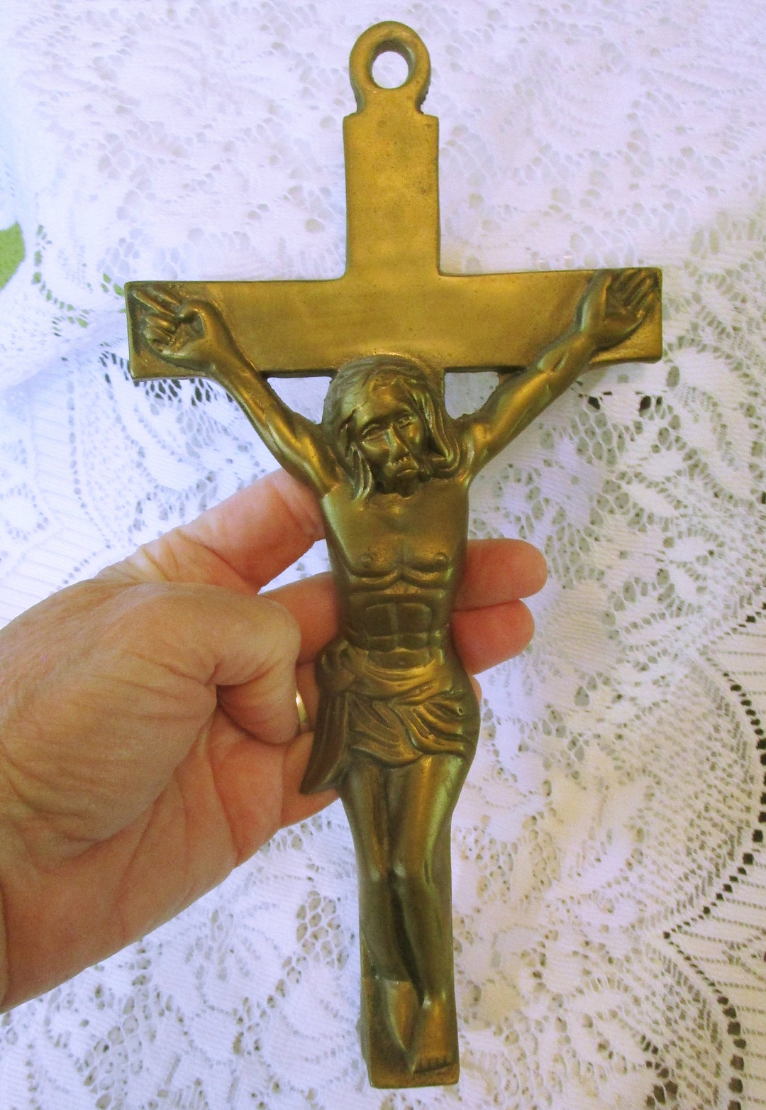 Brass Crucifix, Vintage Crucifix, Wall Cross, Brass Cross, Religious ...