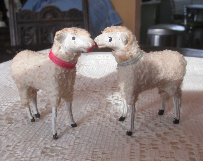 2 Antique Sheep Stick Leg Wooly Sheep Nativity Sheep - Etsy