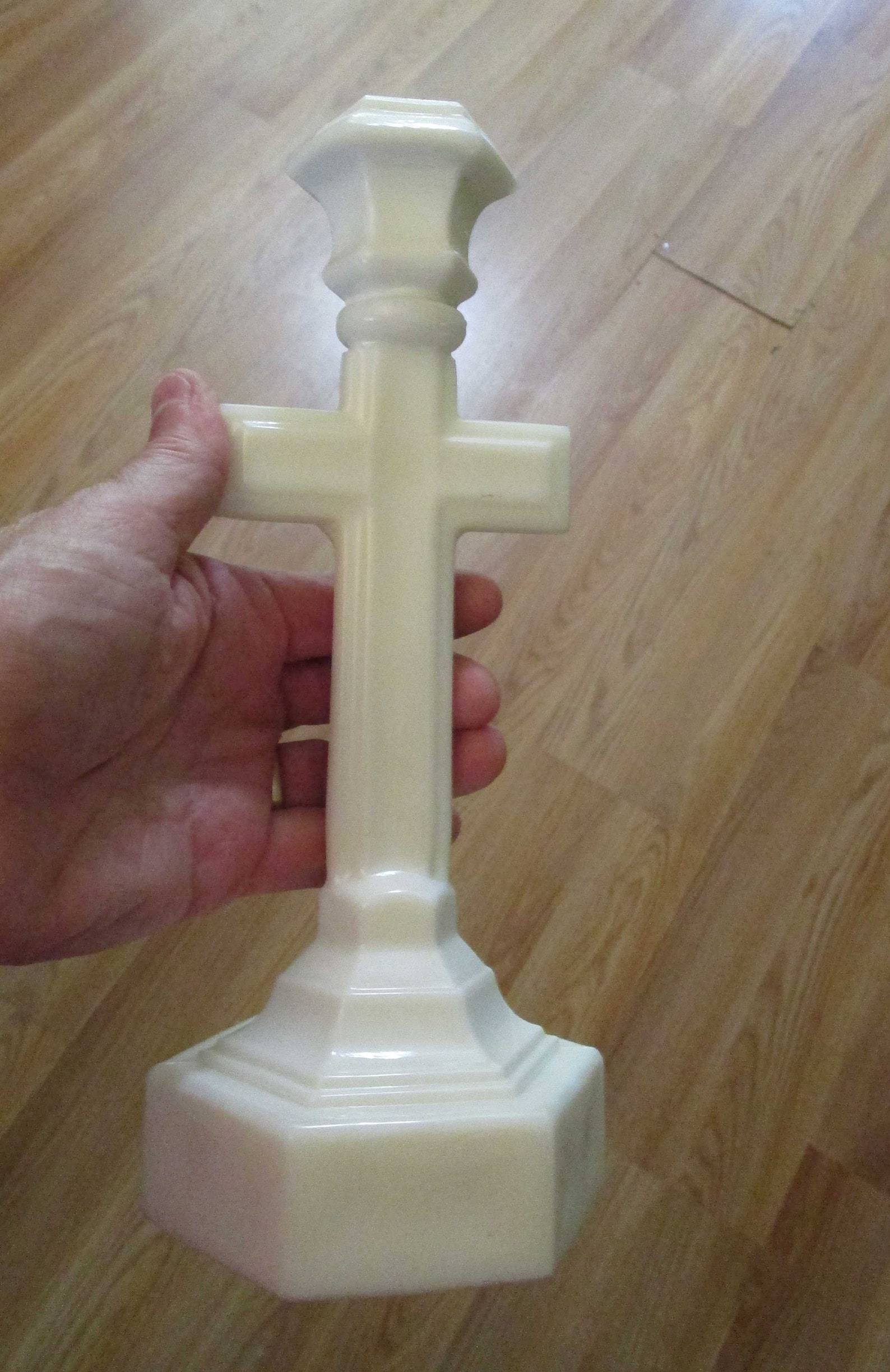 Cross Candlestick Crucifix Vintage Candlesticks Milk Glass - Etsy