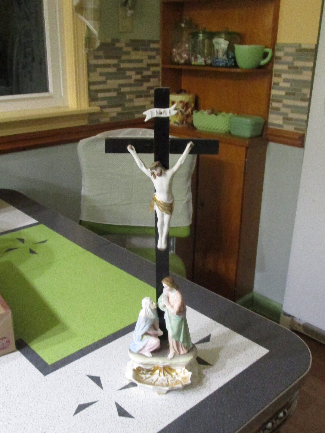 RARE, German Bisque, Standing Cross, Holy Water Font, Antique Cross ...