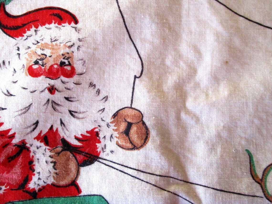 Santa Sack, Vintage Fabric, Christmas Bag, Christmas Fabric, Santa ...
