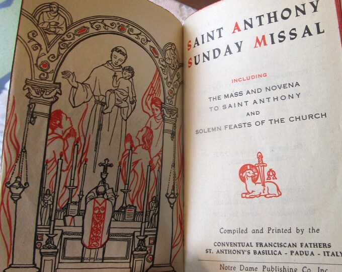 1956, Saint Anthony, Sunday Missal, Vintage Missal, Prayer Book ...