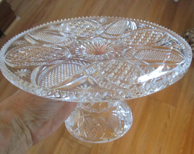 Vintage Cake Stand, Pressed Glass, Cake Plate, Cake Display, Patterned ...